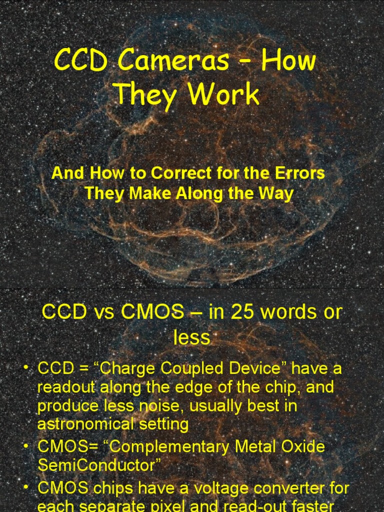 CCD Cameras - How They Work: and How To Correct For The Errors They ...