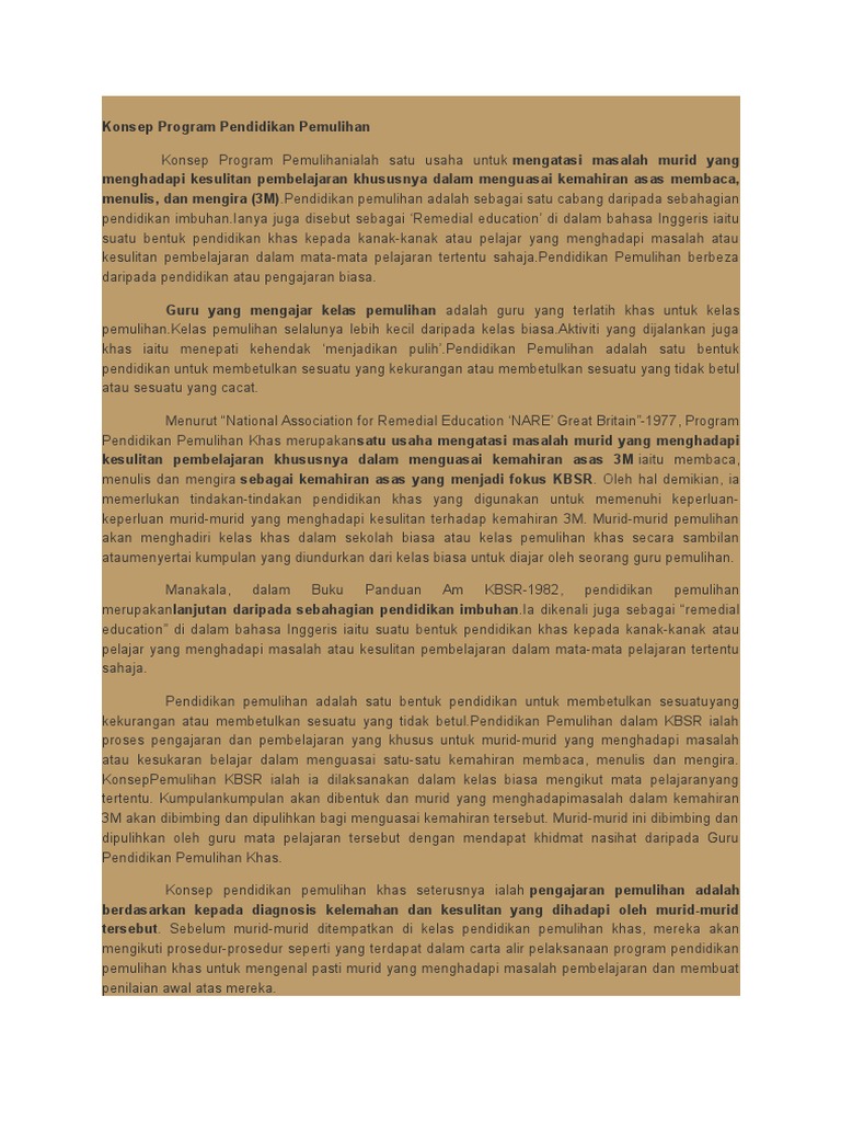Konsep Program Pendidikan Pemulihan | PDF