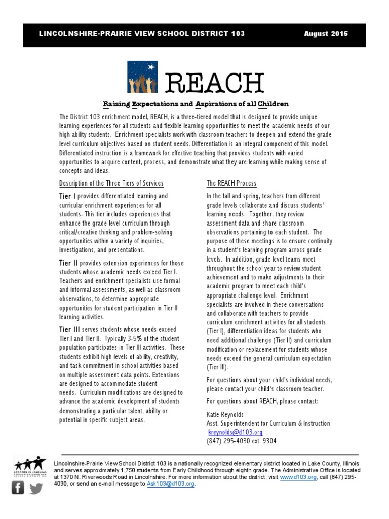 REACH Enrichment Model in District 103 | PDF | Differentiated ...