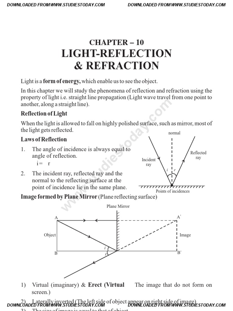 CBSE Class 10 Science Light-Reflection and Refraction | Lens (Optics ...