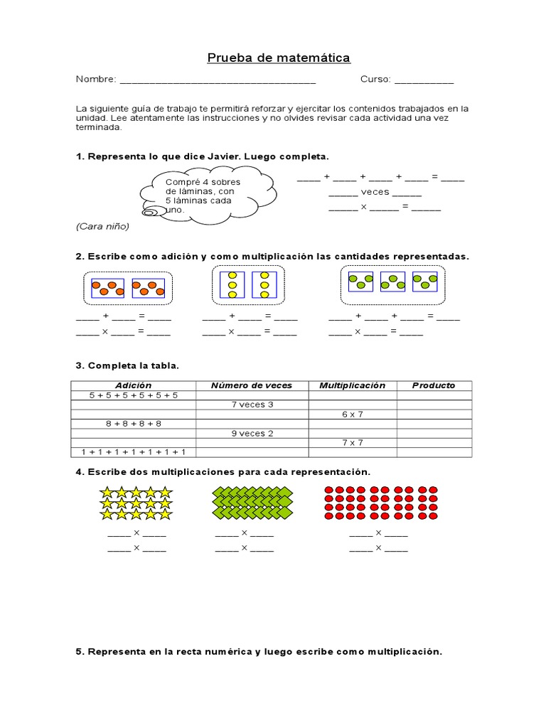 EVALUACION Multiplicacion TERCERO BASICO | PDF