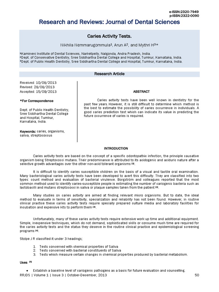 Caries Activity Tests Overview | PDF | Cellular Respiration | Streptococcus
