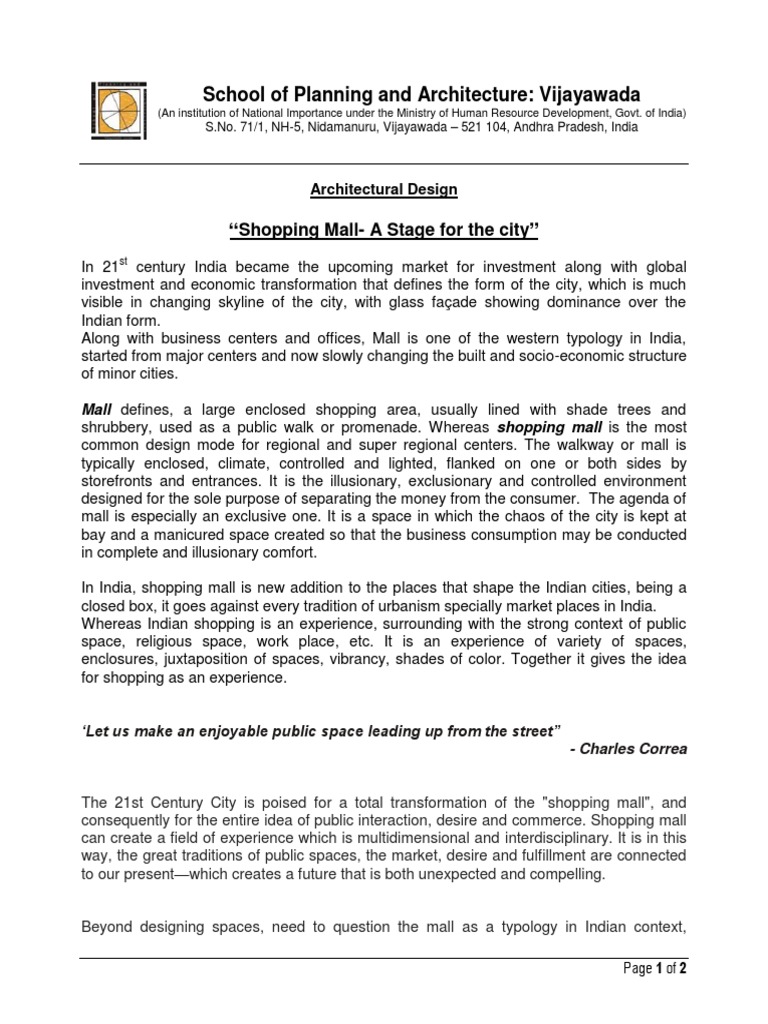 Design Brief Shopping Mall Pdf Pdf Shopping Mall Design