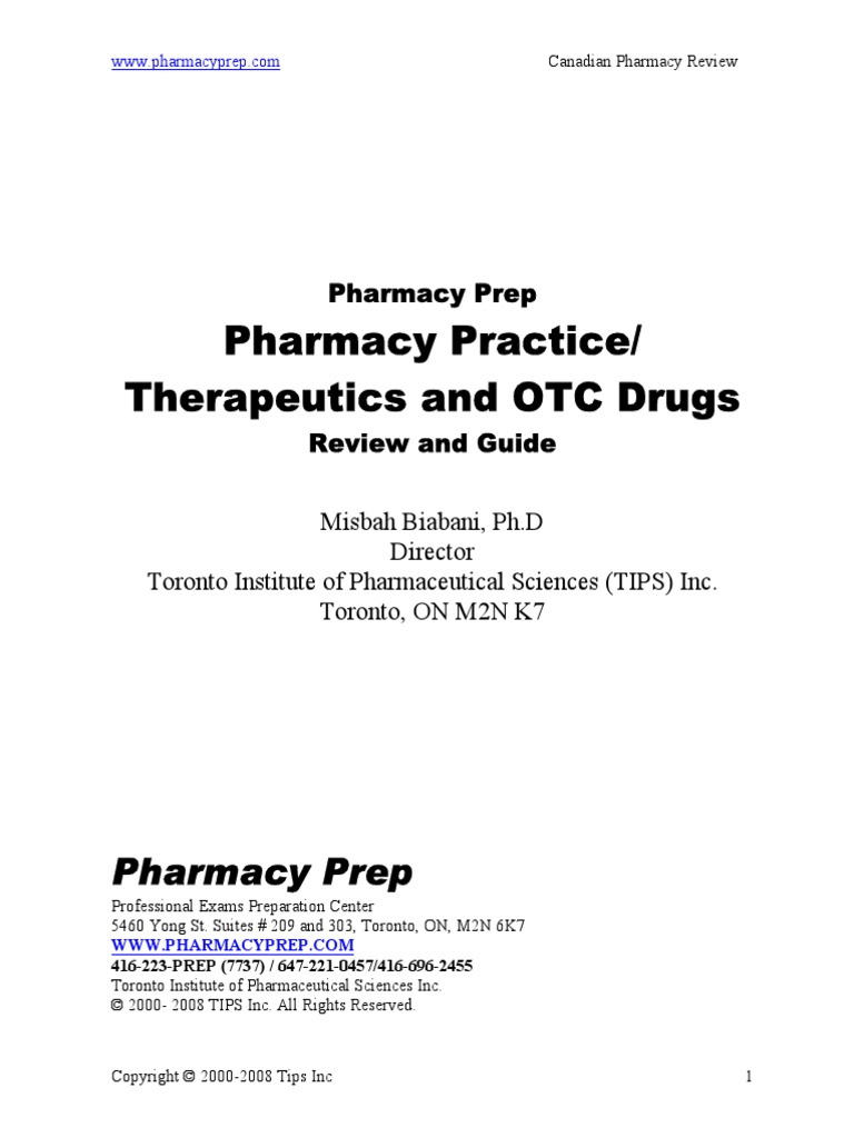 1 Pharmacy Practice Therapeutics OTC Drugs Q&A Content Ver1 | PDF ...
