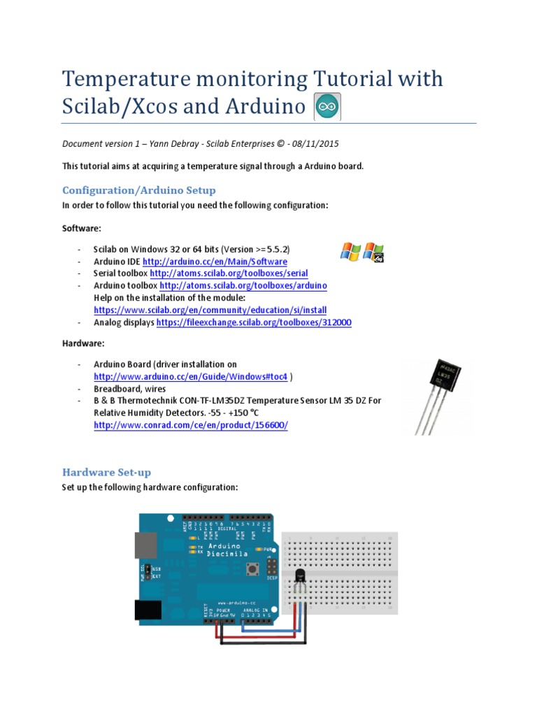 Scilab Arduino Temperature Monitoring Tutorial | PDF | Arduino | Software