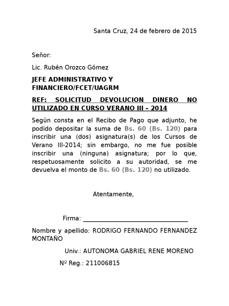 Carta de Devolucion | PDF