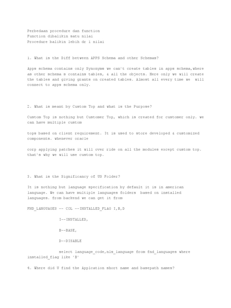 Interview Technical Oracle EBS | PDF | Oracle Database | Pl/Sql