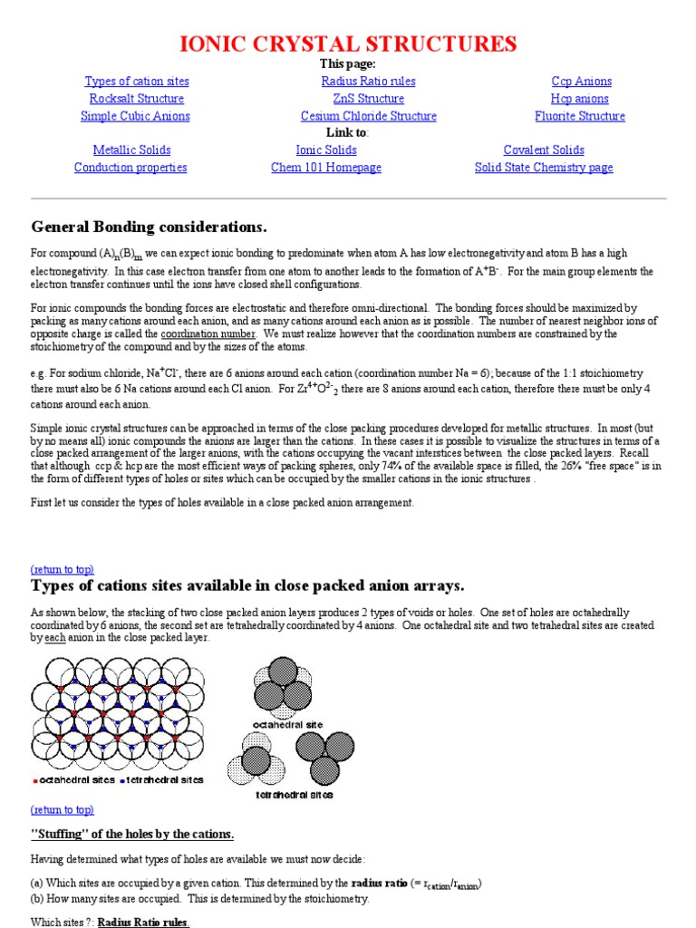 Ionic Crystal Structures | PDF | Ionic Bonding | Ion