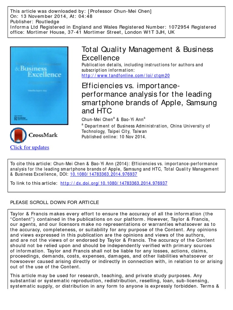 Efficiency vs. IPA (Total Quality Management) | PDF | Htc | Smartphone