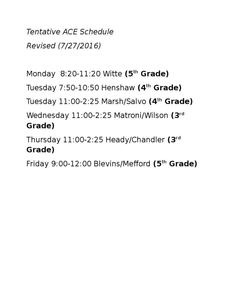 Tentative Ace Schedule 16-17 | PDF