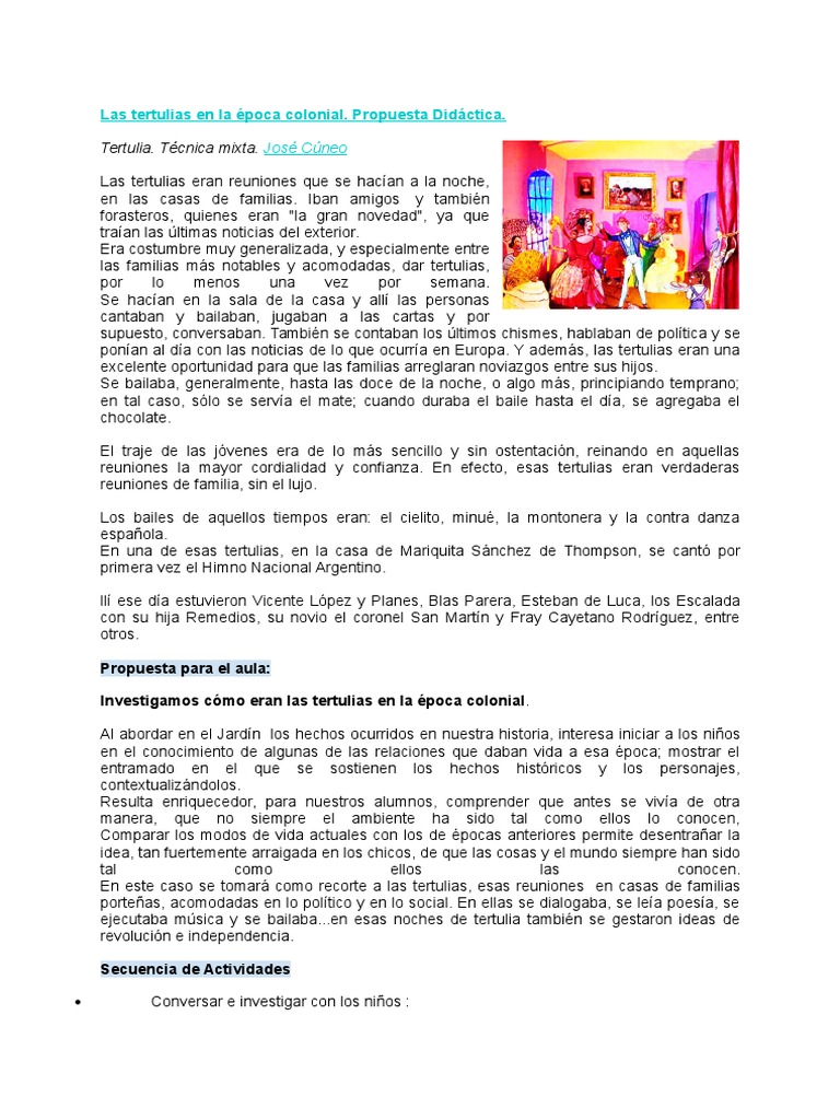 Las Tertulias en La Época Colonial | PDF | Ciencias sociales | Arte