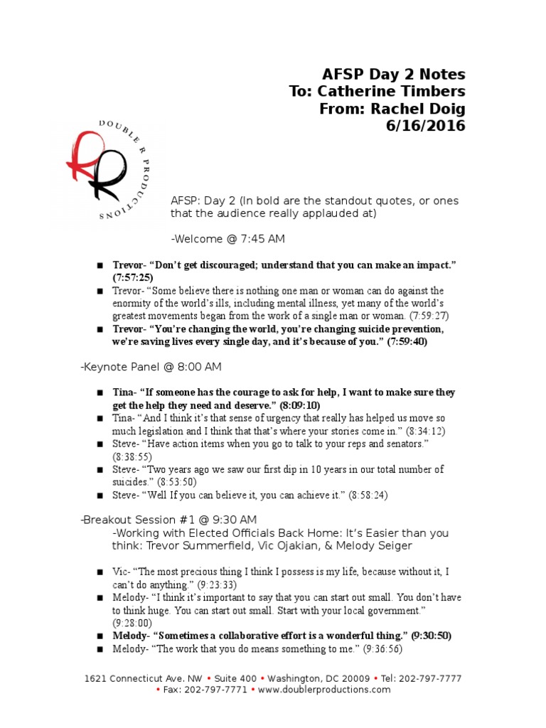 Notes From Afsp Day 2 Final | PDF | Self-Improvement