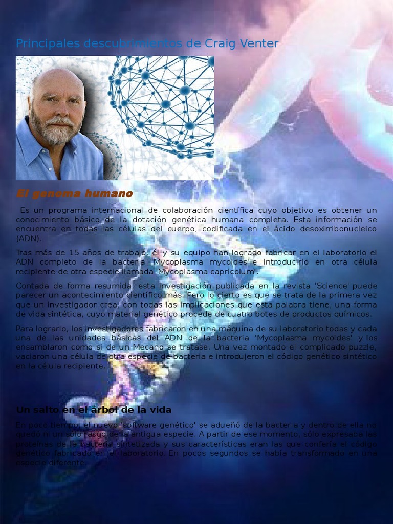 Creación de Vida Sintética por Venter | PDF | Genética | Adn