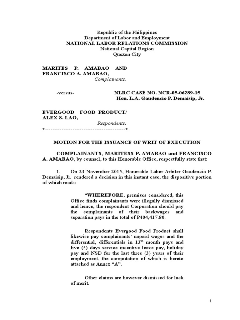 Motion For Execution | Injunction | Judiciaries