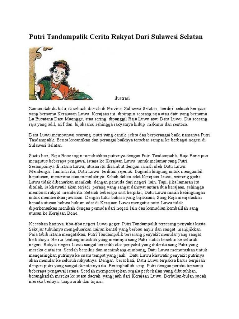 Cerita Rakyat Sulawesi Selatan: Kisah Putri Tandampalik | PDF