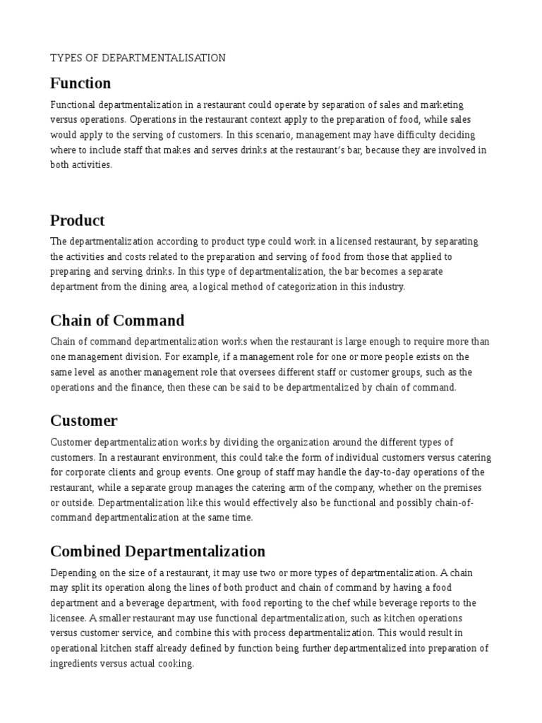 Types of Departmentalization Explained | PDF