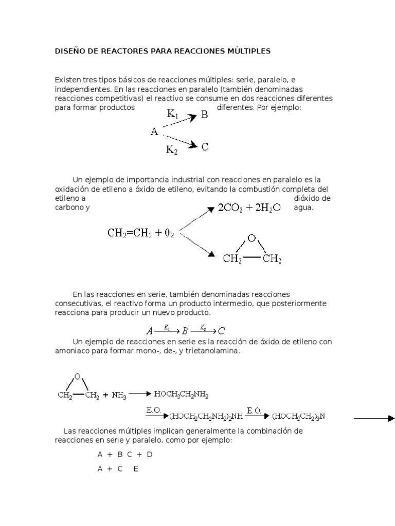 Diseño de Reactores Para Reacciones Múltiples | PDF | Etileno | Reacciones químicas