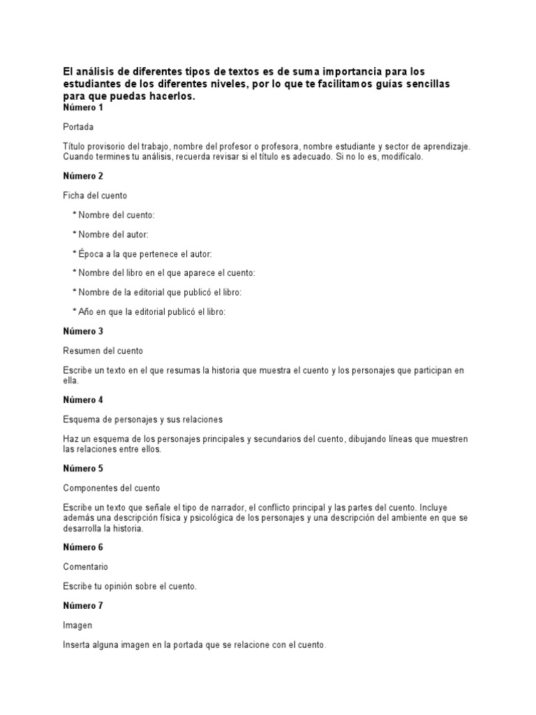 Guía para el análisis de un cuento | PDF | Ficción general