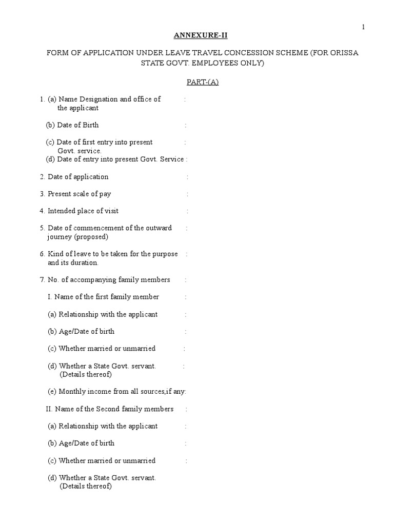 Leave Travel Concession L.T.C. Form | Download Free PDF | Virtue ...