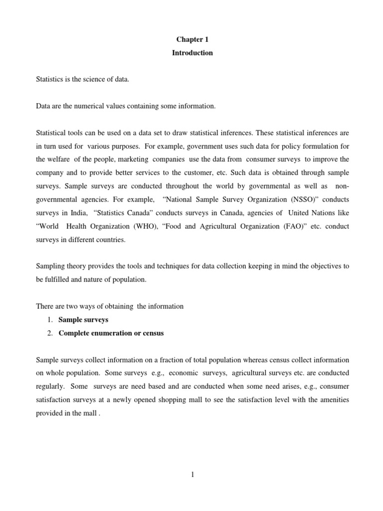 Chapter1 Sampling Introduction | PDF | Sampling (Statistics) | Survey Methodology