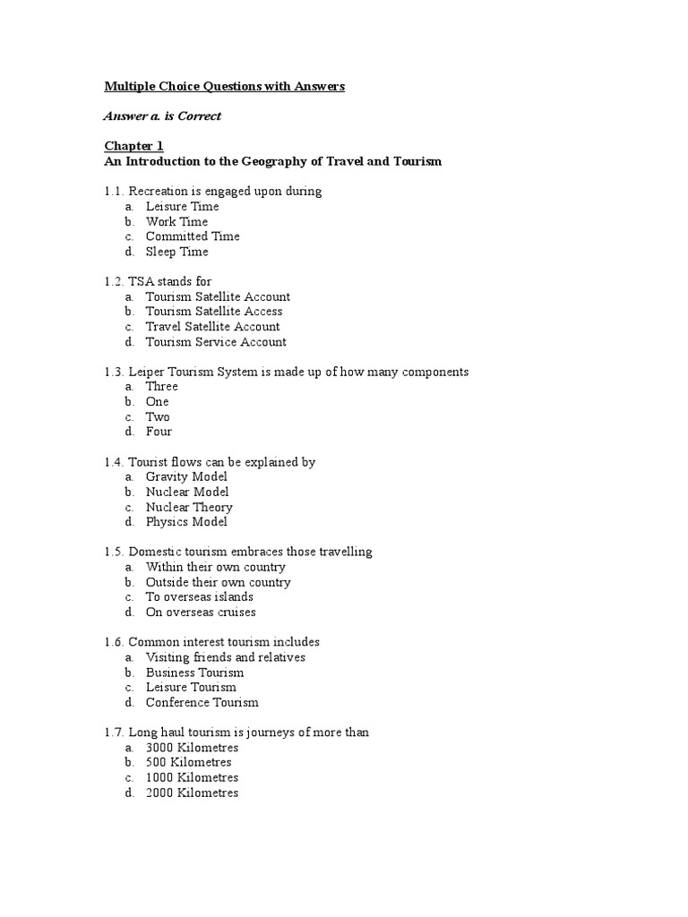Tourism Development Questions Multiple Choice | PDF | Climate | Caribbean