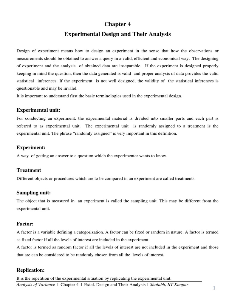 Experimental Design and Analysis Overview | PDF | Design Of Experiments ...