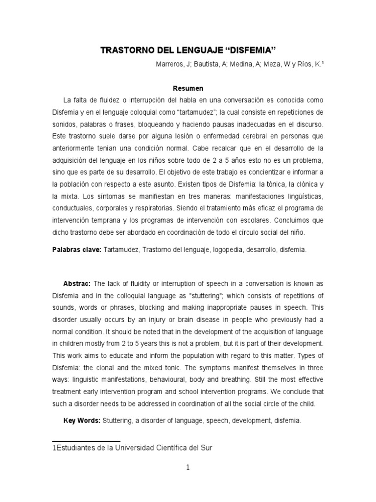 Trastorno Del Lenguaje "Disfemia" | PDF | Tartamudeo | Ansiedad