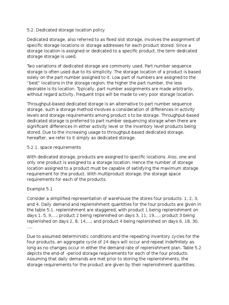 Dedicated Storage | PDF | Warehouse | Inventory