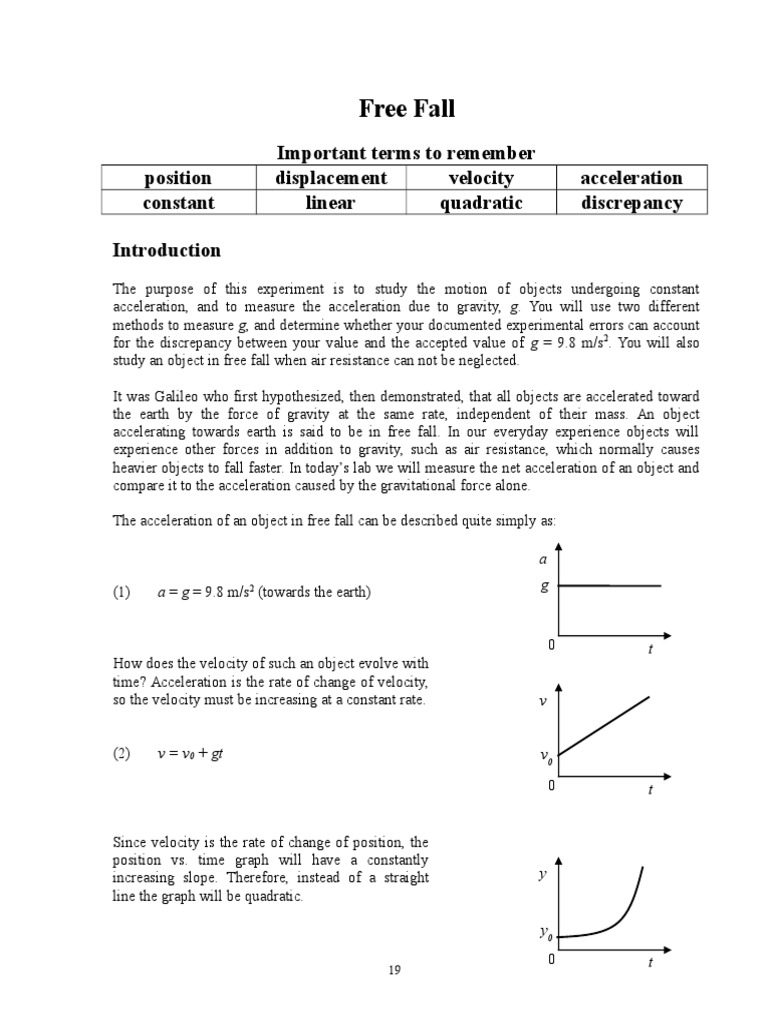 Lab 7 Freefall | PDF | Acceleration | Velocity