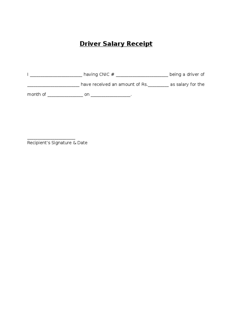 Driver Salary Receipt Template | PDF