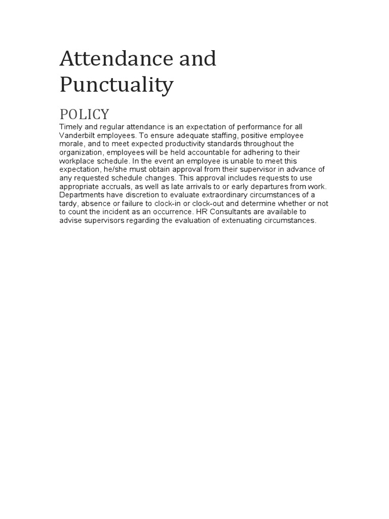 Attendance and Punctuality Policy | PDF