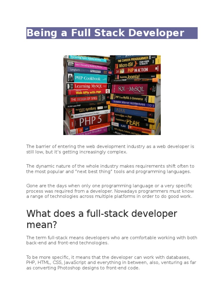 Being A Full Stack Developer | PDF | Ajax (Programming) | Responsive Web Design