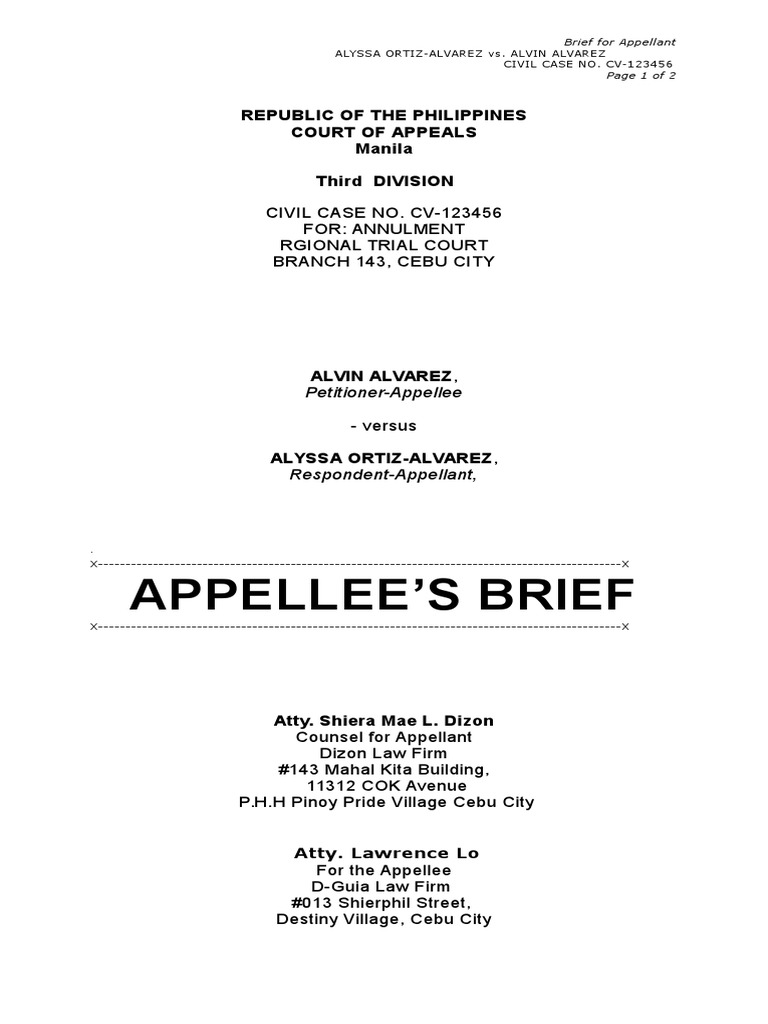 Appellee'S Brief: Republic of The Philippines Court of Appeals Manila ...