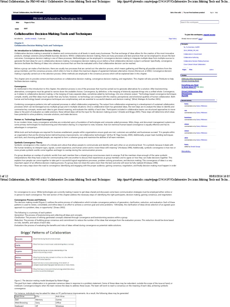 Collaborative Decision Making Tools and Techniques | PDF | Consensus ...