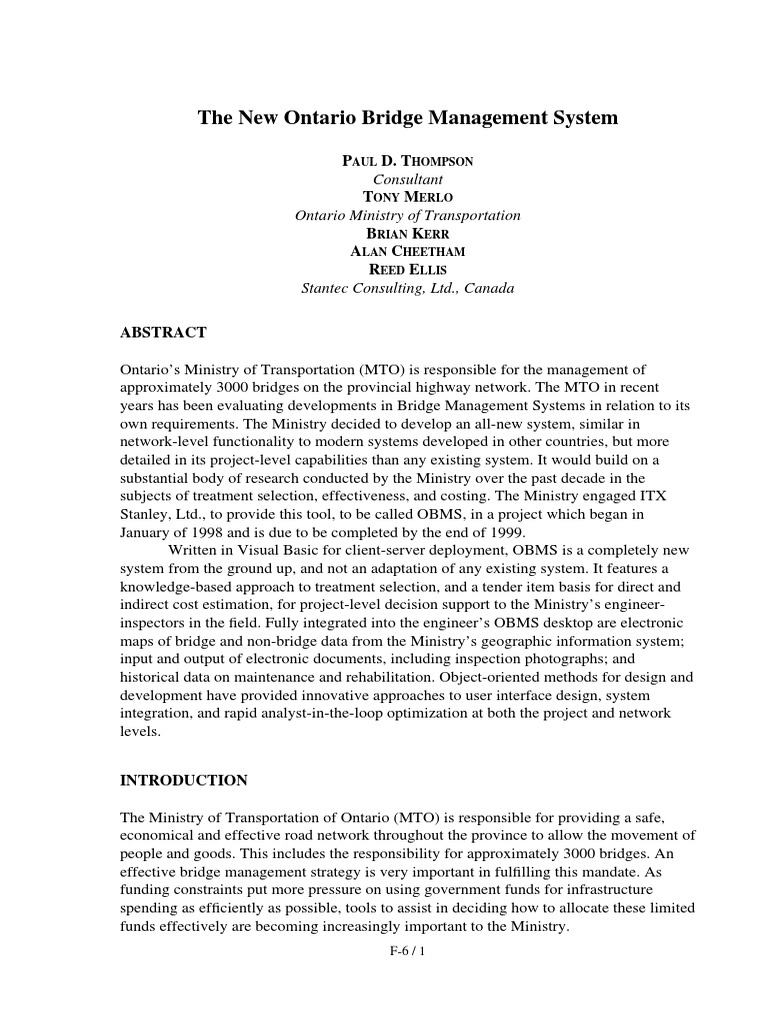 The New Ontario Bridge Management System: P D. T T M B K A C R E | PDF | Component Object Model ...