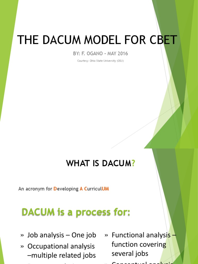 DACUM Prcoess for Curriculum Dev - F. Ogano | Expert | Object (Grammar)