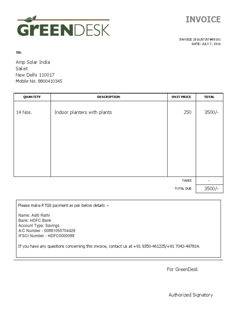 GreenDesk Amp Solar | PDF | Invoice | Payments