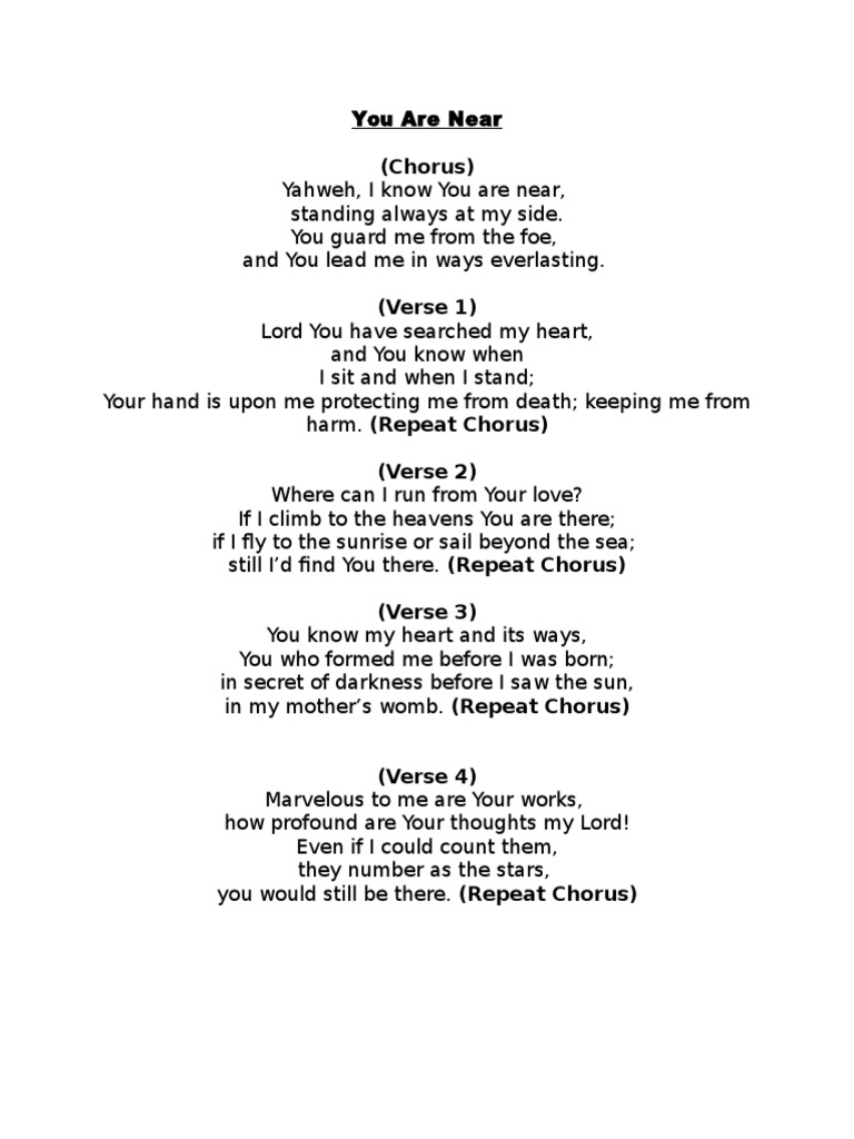 You Are Near - Dan Schutte Hangad A Capella! | PDF