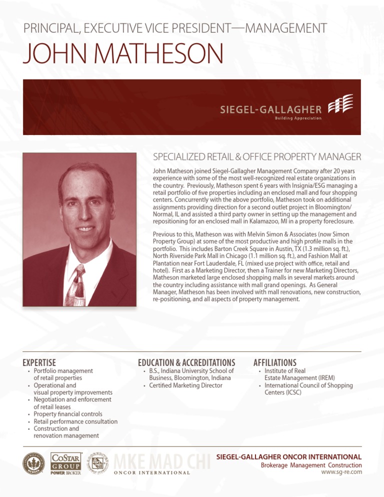 John Matheson | PDF | Shopping Mall | Real Estate Law