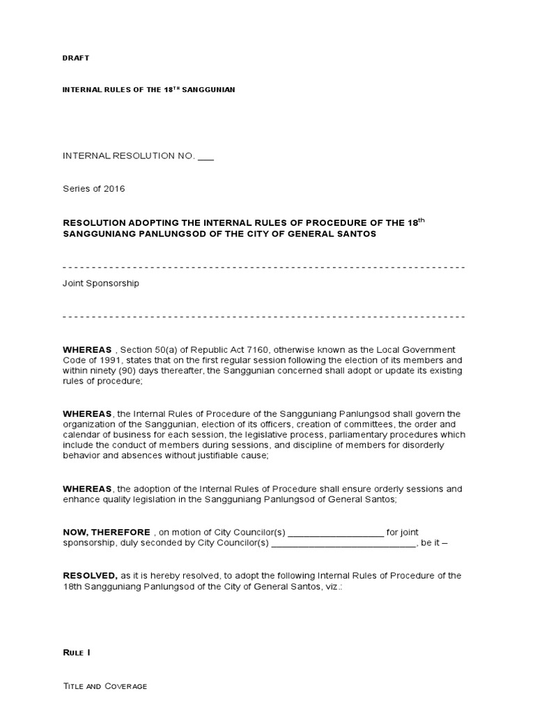 Internal Rules and Procedure | PDF | Quorum | Committee