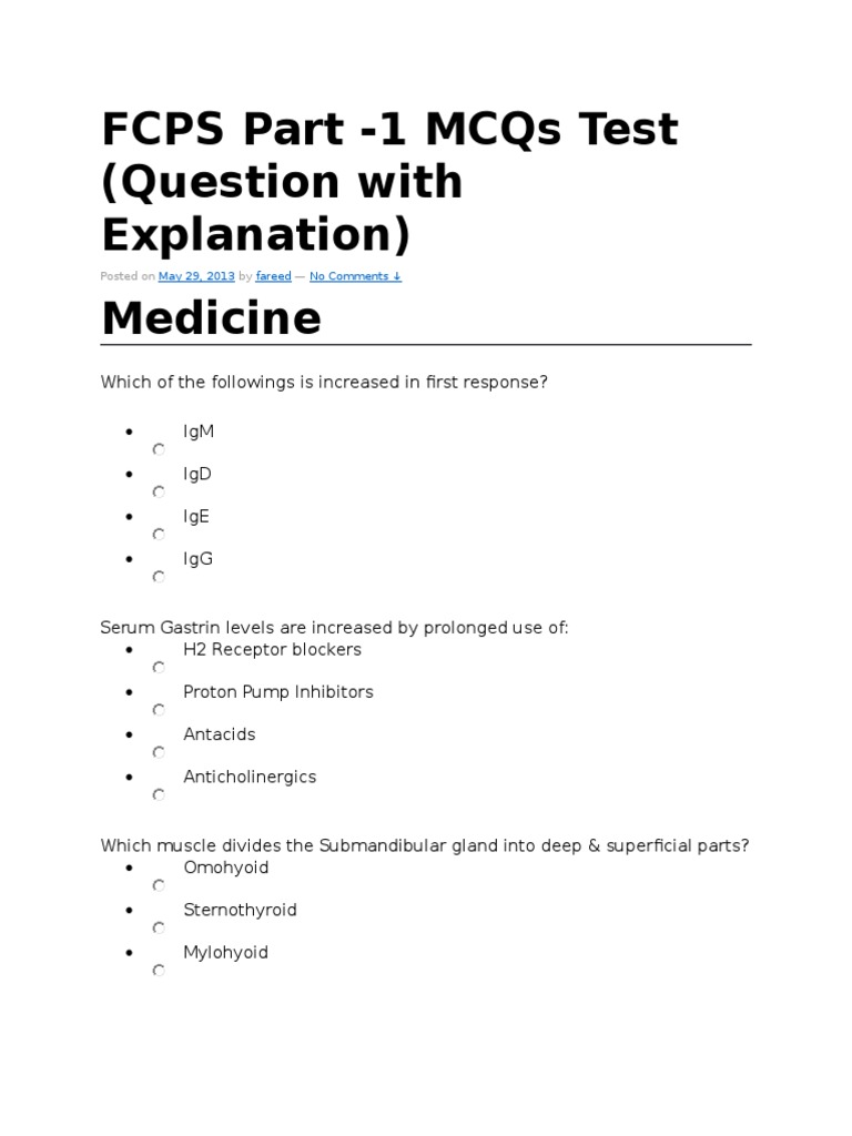 FCPS Par2 | PDF | Test (Assessment) | Medical Specialties