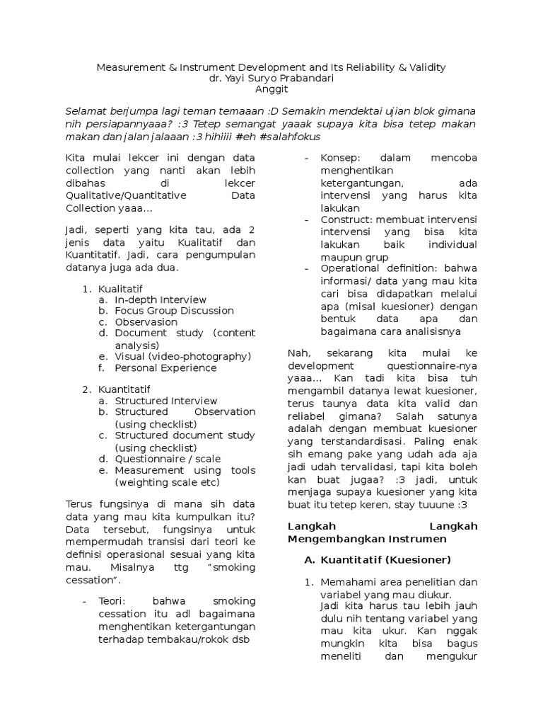 Materi - Measurement & Instrument Development | PDF
