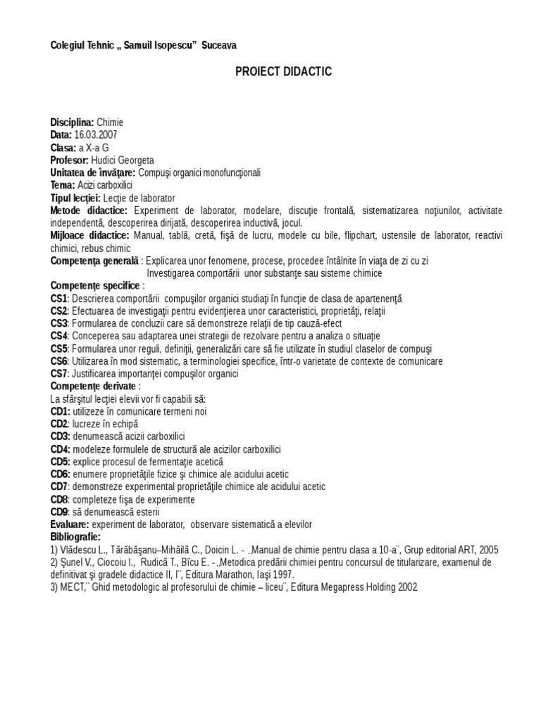 Proiect - X Acidul Acetic | PDF