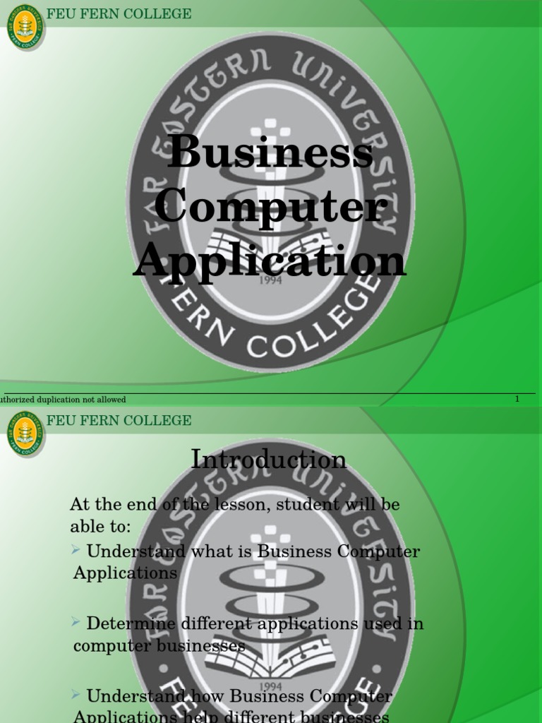 1 - Business Computer Application | PDF | Web Page | Application Software