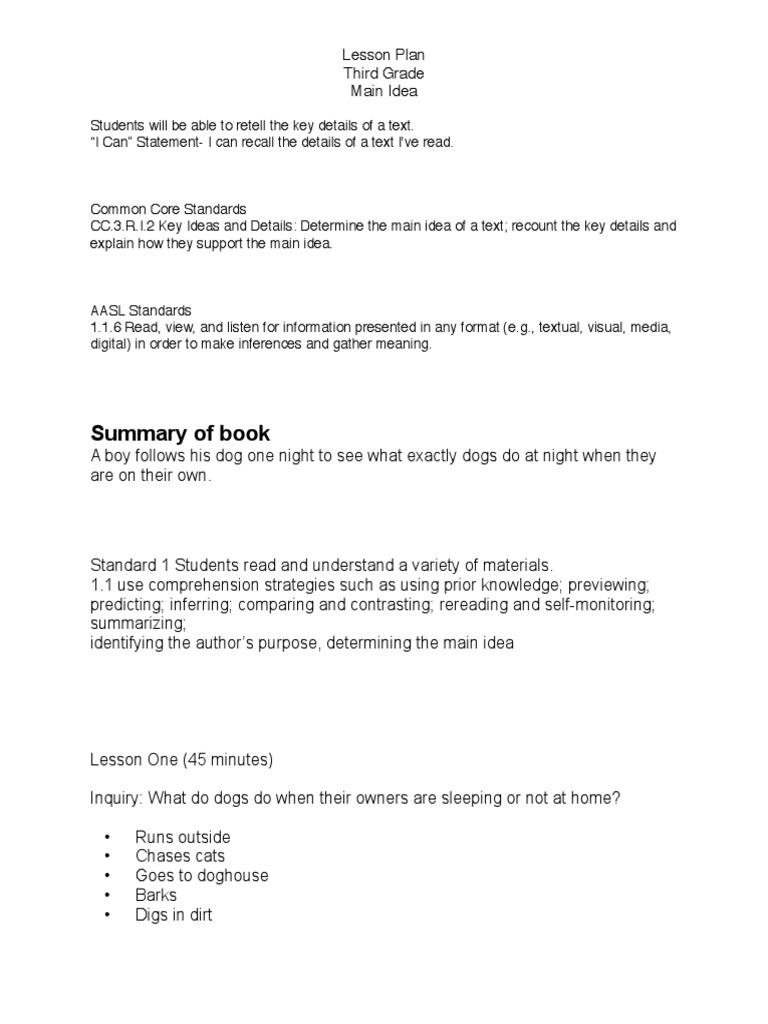 Main Idea Lesson Plan - Weebly | PDF | Lesson Plan | Reading Comprehension