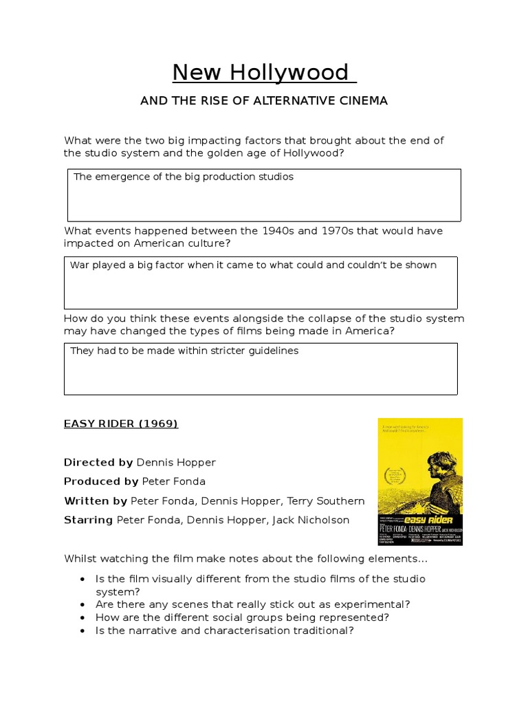 New Hollywood Handout | PDF