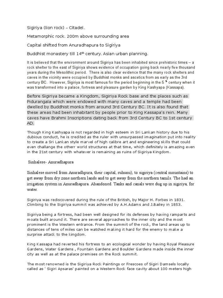 Sigiriya Culture | PDF