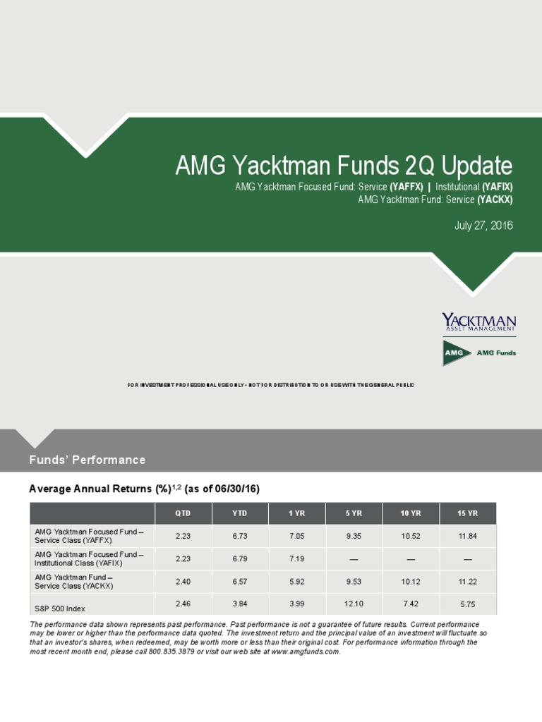 AMG Yacktman Funds Q2 2016 Performance Update | PDF | Bonds (Finance ...
