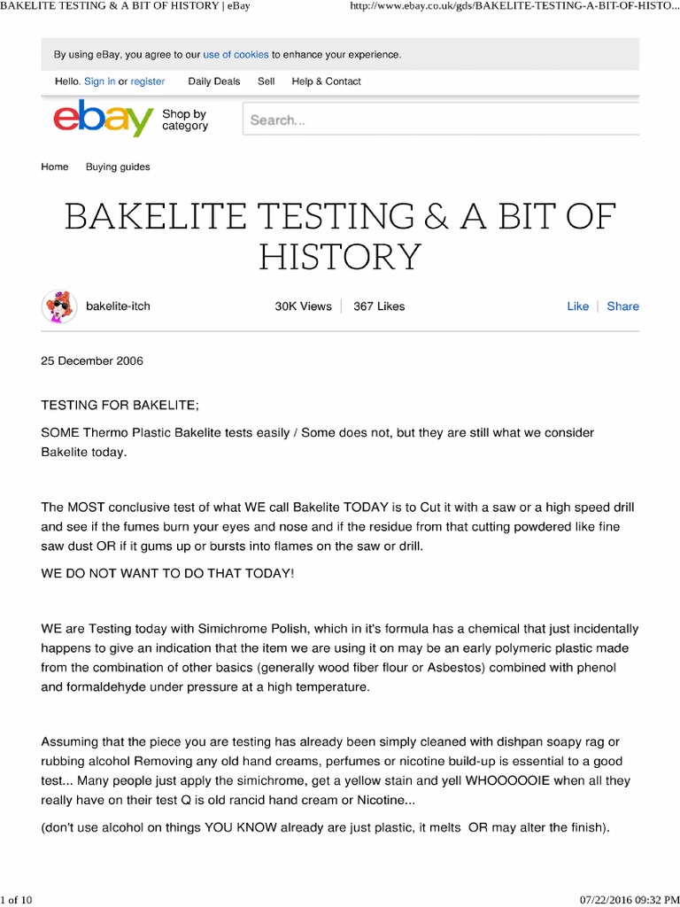Testing Methods for Bakelite Identification | PDF | Plastic | Manmade ...
