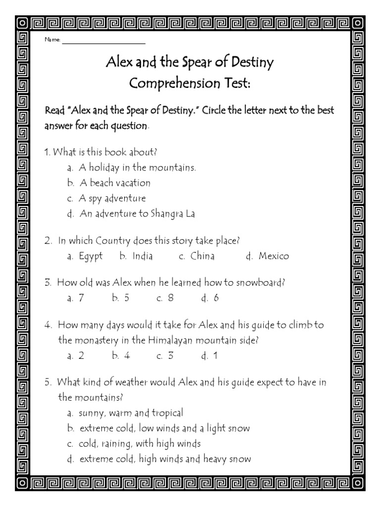 Alex Comprehension Test | PDF | Yeti